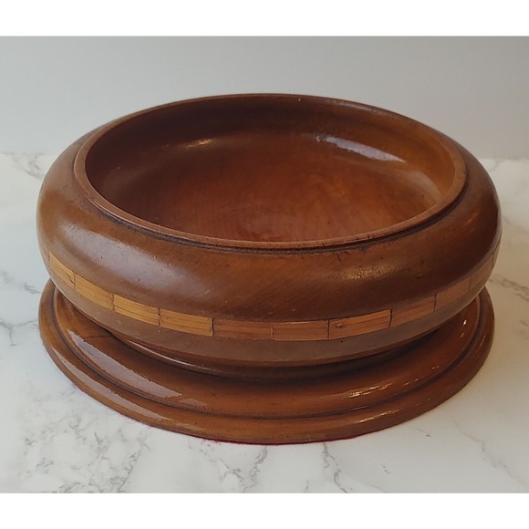 Wooden | Accents | Vintage Solid Wood Bowl Felt Bottom Fruit Bowl Mcm ...